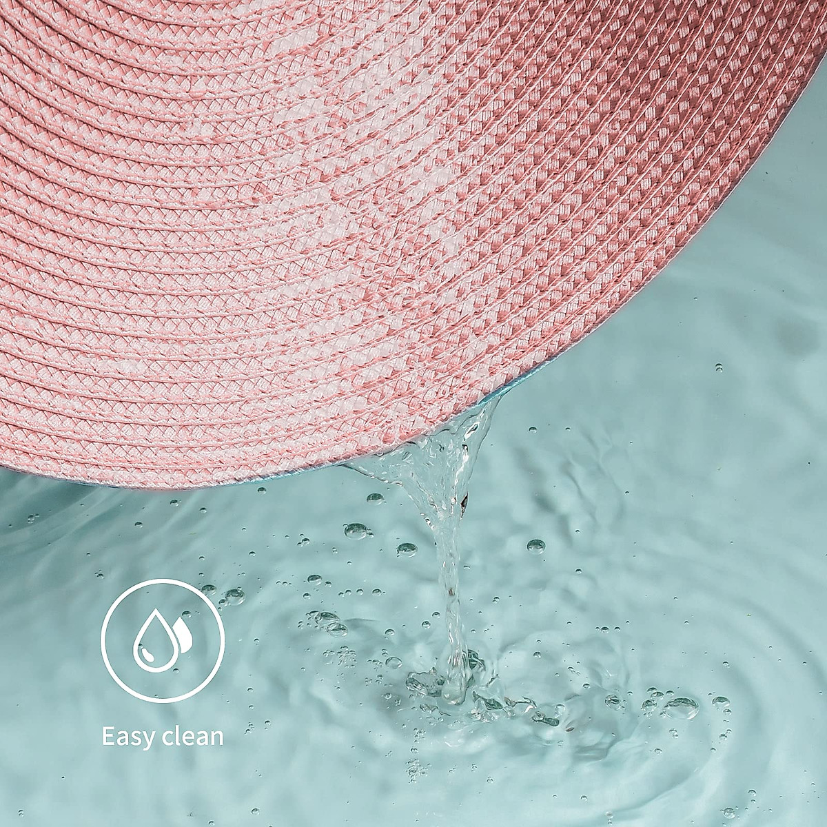 FunWheat Round Braided Placemats Set of 6 Place Mats for Dining Tables Woven Washable Non-Slip Table mats 15 inch for Easter Decoration(Pink, 6pcs)