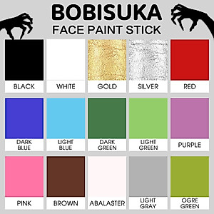 BOBISUKA Face Body White Paint Stick, Clown Makeup Eye Black Sticks for Sports, White Foundation Face Painting Kit for Halloween Skeleton Vampire Mime Skull Joker Special Effects Cosplay SFX Costume