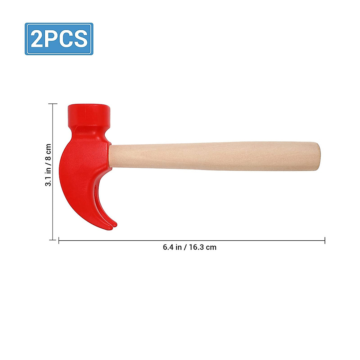 Kisangel 2pcs Wooden Hammer Simulation Hammers Maintenance Tools Mallet Pounding Educational