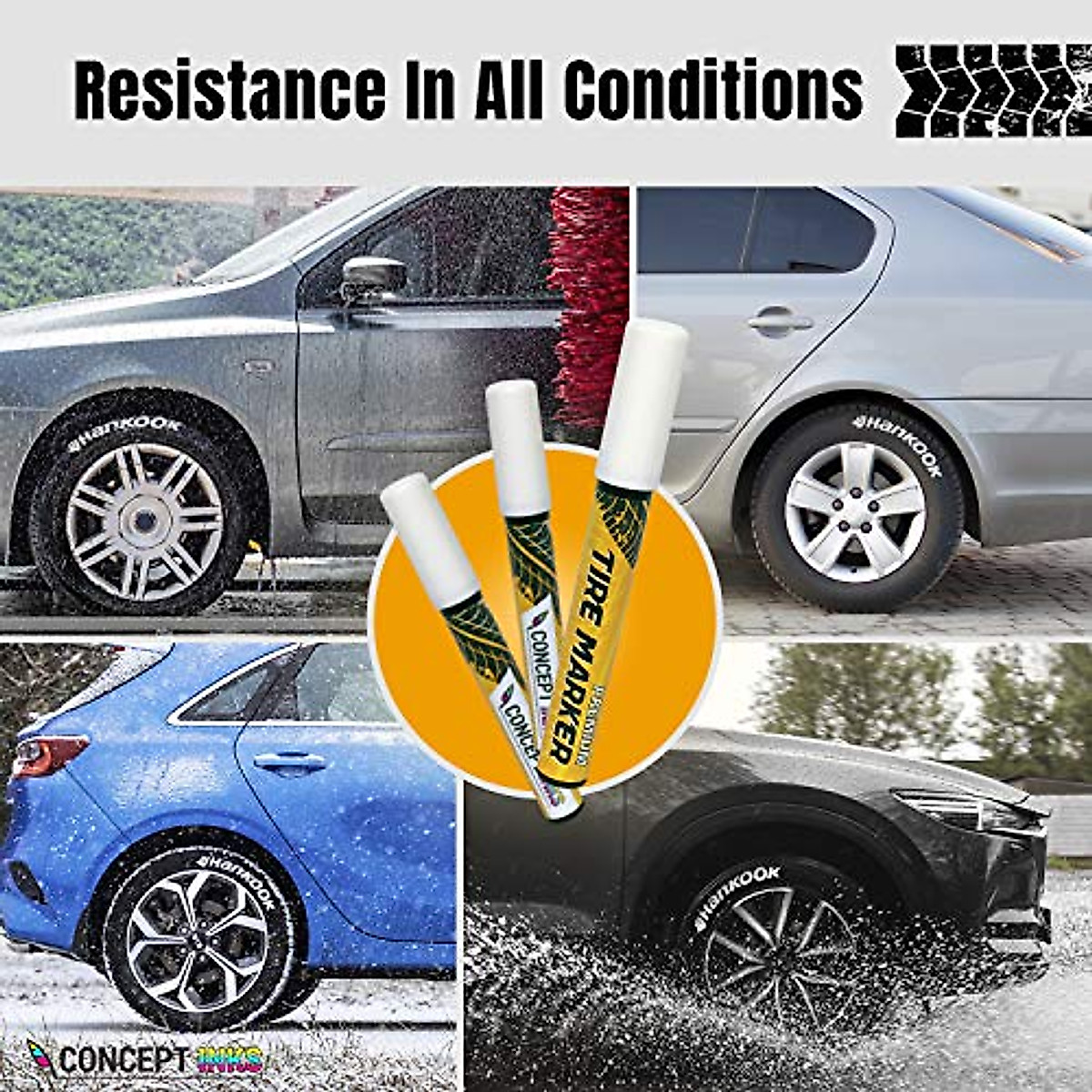 Premium Tire Marker Pens, White Waterproof Paint Markers For Car Tire Lettering, Made In Japan (3 Pack-White)