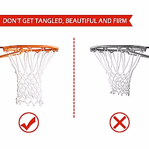 Heavy Duty Basketball Net Replacement, (7.47 oz) Upgrade Professional Basketball Net,All-Weather Anti Whip 21 inches Standard Thick Nets, 12 Loops for Indoor and Outdoor Replacement Net (White)
