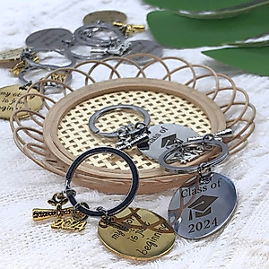 LUOZZY 8 Pcs Class of 2024 Graduation Keychains Bulk My Story is Just Beginning Keychain 2024 Graduation Party Supplies Favors