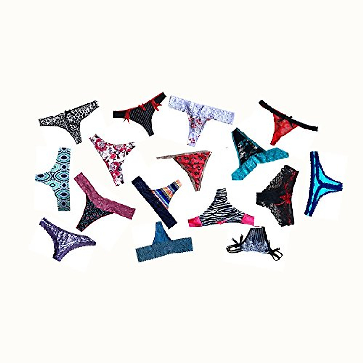 Morvia Varieties of Women Thong Pack Lacy Tanga G-string Bikini Underwear Panties (M, 10 Pcs)