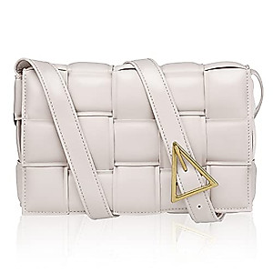 ZooLLyn Woven Padded Cassette Crossbody Trend Design Shoulder Bag for Women Clutch Bag Square Purse Hand Bag Beige