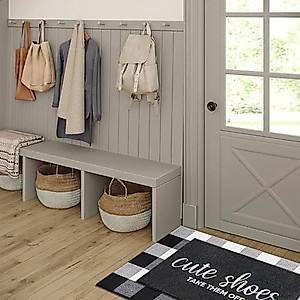 Welcome Mat Outdoor Entryway Cute Shoes Take Them Off Mats for Front Door with Rubber Backing Doormat Indoor Mat Polystyrene Non Slip Natural Mat Black