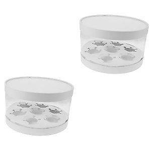 Abaodam 2pcs Elegant Cupcake Carrier Box Cupcake Packaging Box Handle for Cupcake Muffin Cake Safe Material Easy to Carry for Party Catering