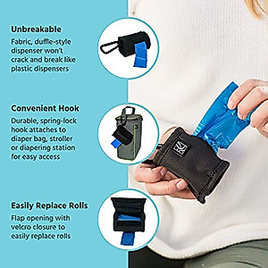 J.L. Childress Bag 'N Bags, Portable Fabric Duffel Dispenser and Waste Bag Refill, Easily Hooks to Stroller or Diaper Bag, Includes 30 Disposable Bags, Black