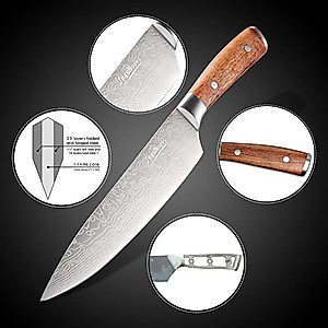 Chef Knief, kitchen knife 8 Inch Professional Durable Paring knife Ultra Sharp Chefs knife Premium Stainless Steel Utility Chopping Cooking knife with Whetstone