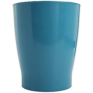 iDesign Round Plastic Waste Basket, The Franklin Collection – 7.7" x 7.7" x 9.1", Teal Blue
