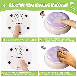 Dog Talking Button Set, Recordable Button,Dog Buttons for Communication, 30 Second Custom Recordable Talking Button Dog Training & Behavior Aids Talking Buttons for Dogs Answer Buzzers (Set of 6)