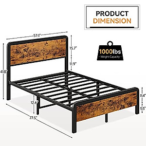 Alkmaar Full Bed Frame with Headboard, Platform Bed Frame with Safe Rounded Corners & Strong Metal Slats Support, Mattress Foundation, Noise-Free, No Box Spring Needed