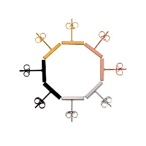 Mudder 4 Pairs Stud Earrings Stainless Steel Line Stick Stud Earring Rectangle Bar Stud for Men and Women, 4 Colors