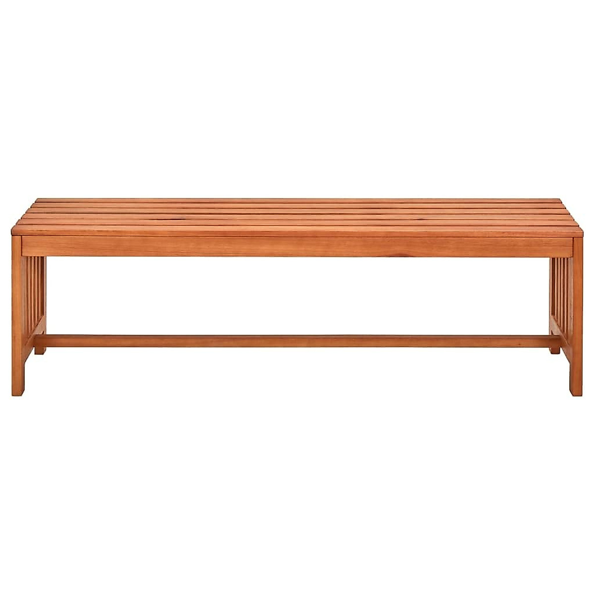vidaXL 51.2" Weather-Resistant Solid Eucalyptus Wood Patio Bench, Easy-to-Clean Outdoor Garden Furniture with Natural Finish
