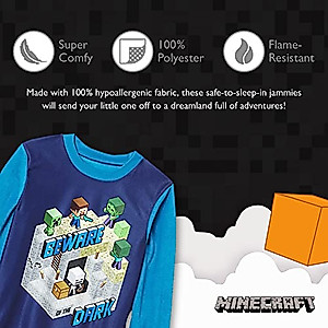 Minecraft Boys' Pajama Set, Beware of Dark, 8