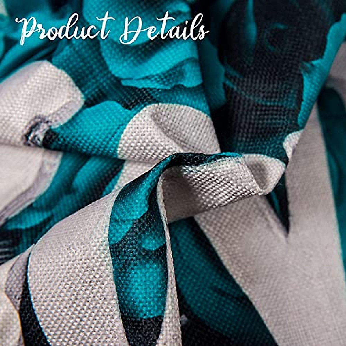 Teal Green Throw Pillow Covers 18x18 Set of 4, Turquoise Rose Flower Couch Pillow Cover Outdoor Patio Furniture Home Decor， Linen Cotton Square Grey Dark Blue Pillowcases Living Room Sofa Decorative