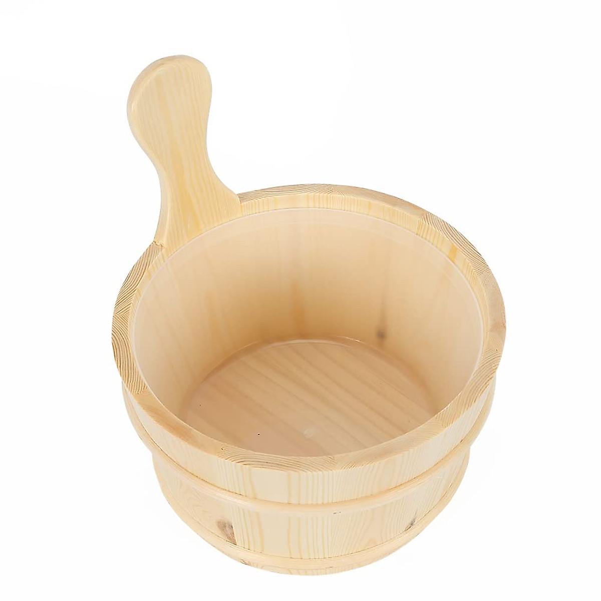 Wooden Sauna Bucket with Ladle Sauna Accessories with Hourglass Thermometer Explosion-Proof Lamp Plastic Liner 5Pcs Sauna Starter Set for Sauna Spa