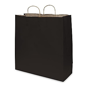 Black Paper Bags with Handles - 18x7x18.75 Inch 100 Pack Large Kraft Paper Shopping Bags with Durable Handles for Gifts, Birthdays, Events, Small Businesses, Retail Stores, Crafting, in Bulk