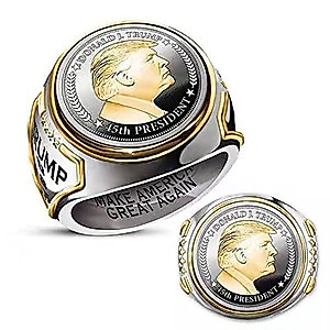 AITACK Fashion Rings Finger US President Trump Ring Supporters Wide Ring (9)