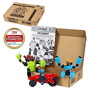 StikBot Zing Megabots 3 Pack, Complete Set of 3 Poseable Action Figures and Mega Vehicles, Turbo Cycle, Knockout and Avalanche