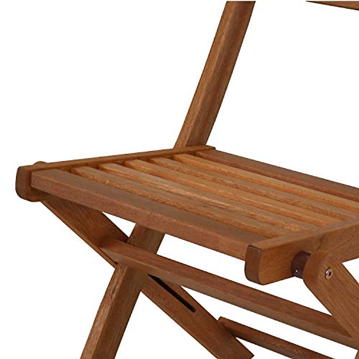Sunnydaze Meranti Wood Outdoor Folding Patio Chairs - Set of 2 - Outside Wooden Bistro Furniture for Lawn, Deck, Balcony, Garden and Porch - Teak Oil Finish