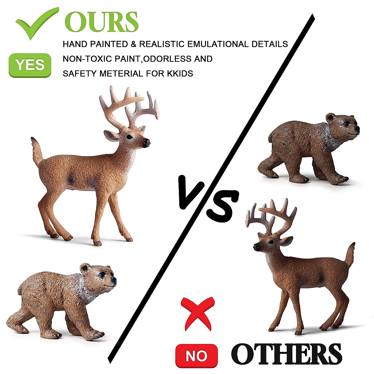 SCAHOW 10pcs Forest Animal Toys Figures, Realistic Woodland Creatures Figurines, Plastic Animals Miniature Toys Cake Topper