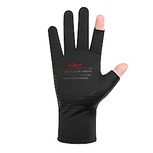 IPENNY Elastic Summer Gloves for Men, Non-Slip Anti-UV Breathable Gloves, Sunscreen Ice Silk Cooling Thin Fingerless Mittens for Driving Bike Cycling