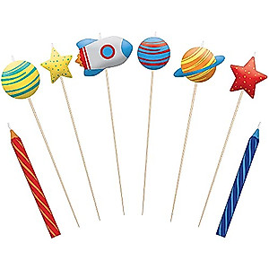 Blast Off Birthday Candle Mix - Multicolor, 8 Pcs