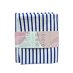 Crae Home Waffle Weave Pattern Microfiber Hand Towel Wash Cloth Set (Indigo/Poppie)