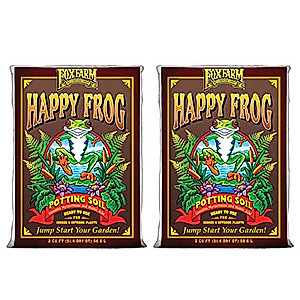 Fox Farm FX14047-2PK FOXFARM FX14047 pH Adjusted Happy Frog Organic Bags 2 CUFT, Brown Potting Soil