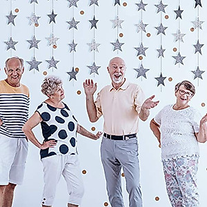 130 Feet Glitter Star Paper Garland Banner Hanging Decoration for Graduation Class of 2022 Congrats Grad Wedding Birthday Festival Party Decoration