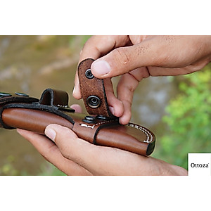 Ottoza TOP GRAIN Leather Knife Sheaths for Fixed Blade Knives, RIGHT HAND Leather Knife Sheath for Belt, Leather Knife Holster Belt Knife Holder, Horizontal Knife Sheath for Belt No:2