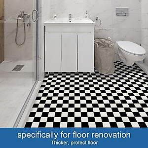 RomDeco Peel and Stick Floor Tile Black and White, Vinyl Flooring Waterproof for Bathroom, Peel and Stick Flooring Self Adhesive Durable Super Easy to Use (11.8in X 11.8in)