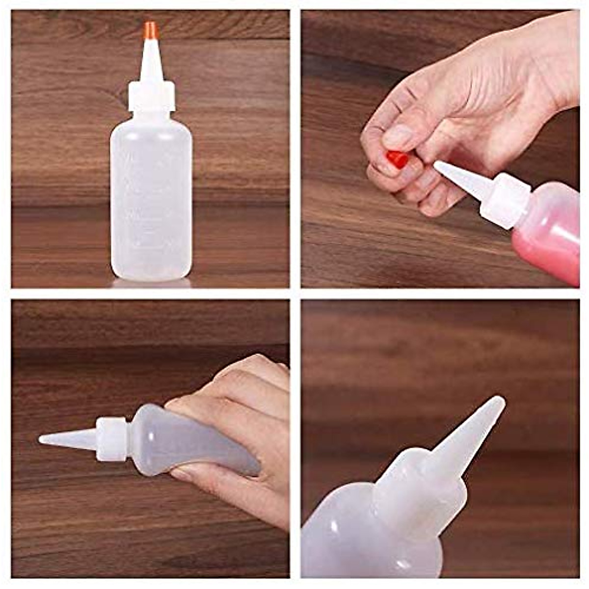 EDOBLUE Plastic Bottles 120mL with Red Tip Caps and Measurements - Small Mini Squeeze Dispensing Bottle for Arts and Crafts, Paint, Icing,Condiment, Glue, Sauces, and More ​- 6 Pack / 4 Ounce