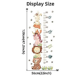 Kawaii Wall Decorations, Cute Cartoon Height Chart Stickers, Growth Chart for Wall, Living Room, Bedroom Wall Decoration Stickers (Bear Stacked)
