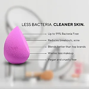 Helio Makeup Blender Sponge, Streak Free Application of Liquid, Powder & Cream Foundation, Professional Complexion Blending Tool, Cruelty Free, Vegan, Latex Free