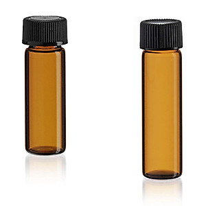 MagnaKoys 1 Dram & 2 Dram variety in Amber Glass Vials w/ Black Caps for Essential Oils & Liquids