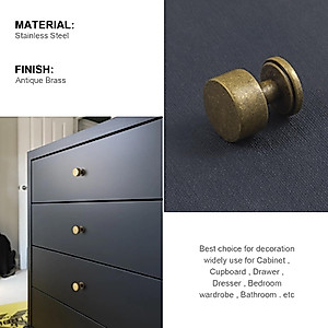 Yanxia Antique Brass Cabinet Knobs, Dresser Pulls for Kitchen, Vintage Drawer Hardware Handles for Bedroom, 1-1/8 Inches Diameter, 6 Pack (Model 9588)