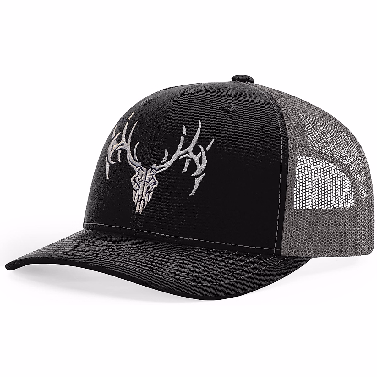 HORN GEAR Trucker Hat - Deer Skull Hat Edition (Black/Charcoal)