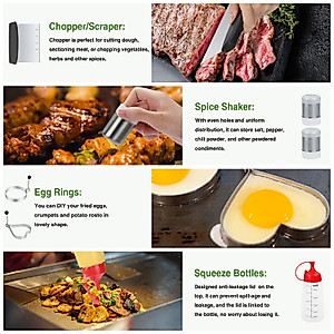 Griddle Accessories Kit, Exclusive Griddle Tools Spatulas Set for Blackstone and Camp Chef-13PCS Flat Top Grill Accessories-Stainless Steel Grill Spatula Kit for Outdoor BBQ Teppanyaki Camping&Cooking