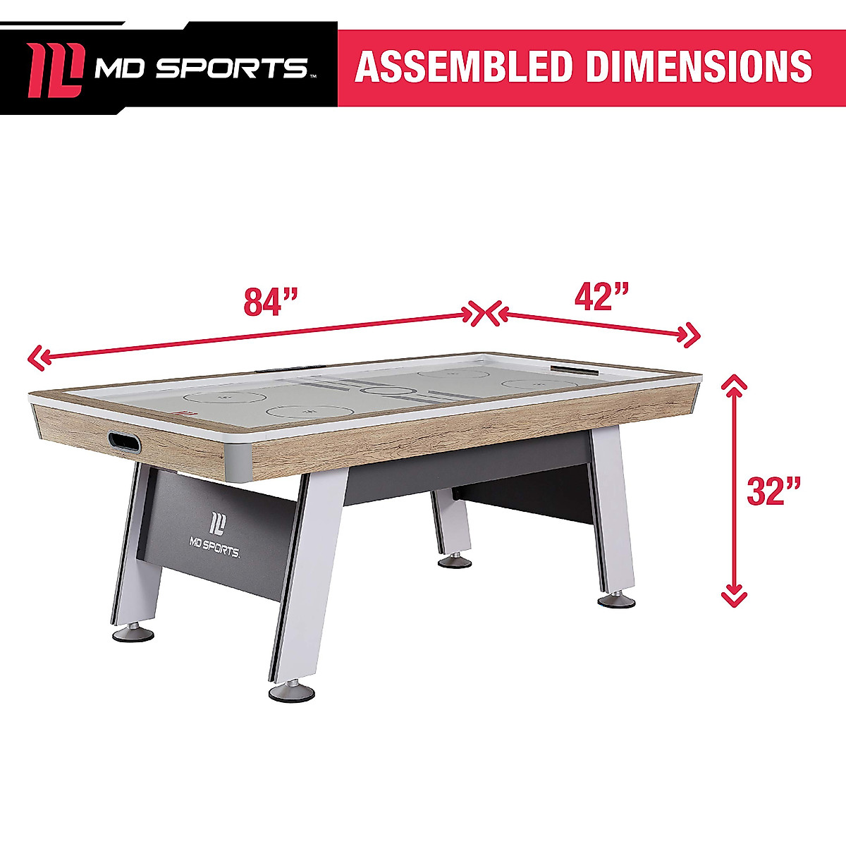 MD Sports 7' Hinsdale Air Powered Hockey Table with Pusher and Puck Set
