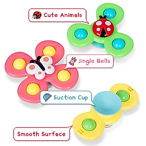 NARRIO Travel Toys , Suction Cup Spinner Infant Baby Toys 12-18 Months, First Easter Birthday Gifts Girl Toys, Spinning Top Sensory Toys for Toddlers Age 1-3 Year Old Boy