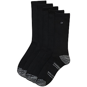 Calvin Klein Men's Crew Socks - 5 Pairs Performance Cushion Comfort Crew Socks - Breathable Athletic Socks for Men (7-12), Size 7-12, BlackGrey