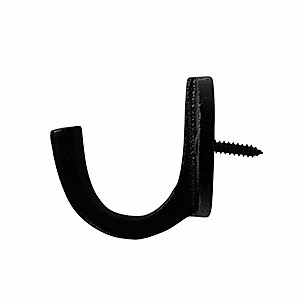 Renovators Supply Bathroom Hooks 1.6 in. Black Wrought Iron Wall Mount Hooks for Hanging Robe, Towel, Hat, or Jewellery with Mounting Hardware