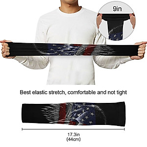 Dussdil Patriotic Memorial Day Eagle Flag Gardening Garden Sleeves Independence Day Farm Arm Sleeves UV Sun Protection Cooling Sleeves for Women Men with Thumb Hole