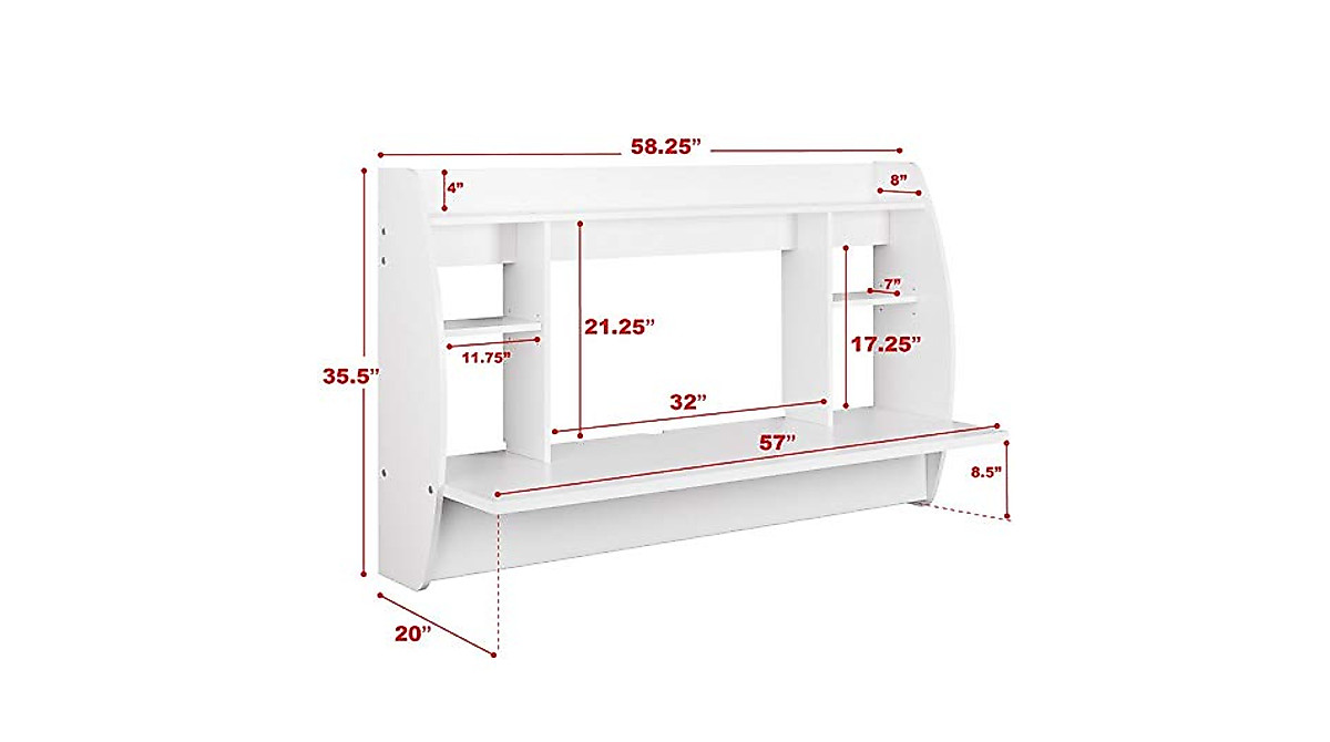 Wide Floating Desk in White - Space-Saving Home Office Solution