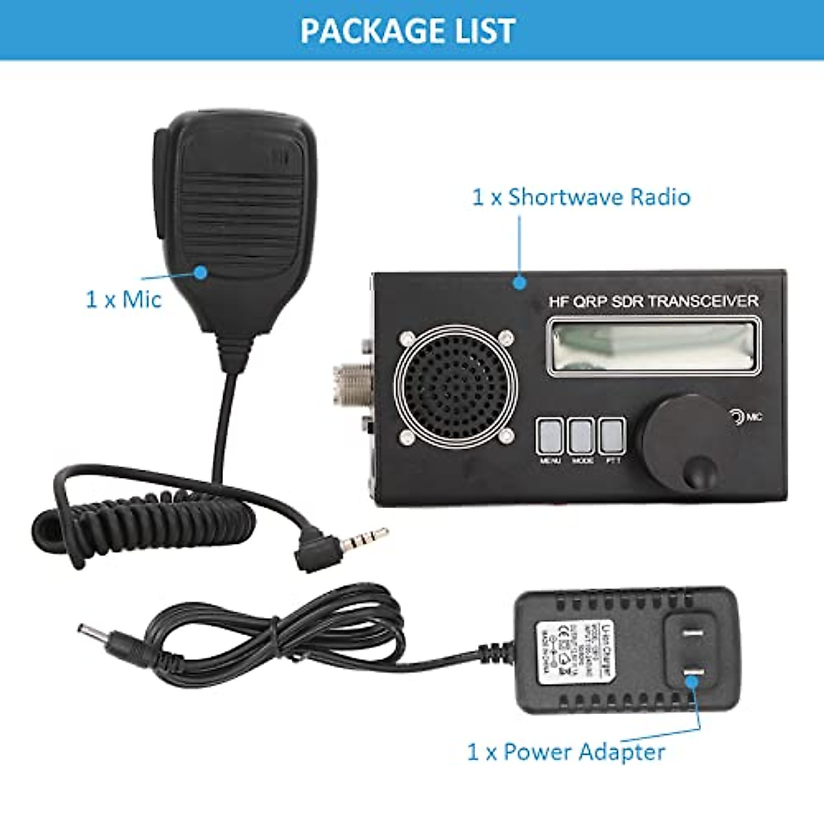 Shortwave Radio Transceiver, 8 Band Full Mode USDR SDR QRP Transceiver, USB/LSB/CW/AM/FM/DSP Modes, Aluminum Alloy, for Signal Reception