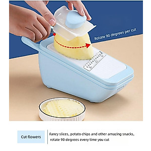 ZCYJHOT Multifunctional Vegetable Chopper, Mandoline Slicer for Kitchen, Vegetable Slicer and Cutter, Kitchen Gadgets Sets with Container (Blue)