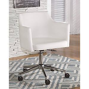 Signature Design by Ashley Baraga Contemporary Adjustable Swivel Home Office Desk Chair, White
