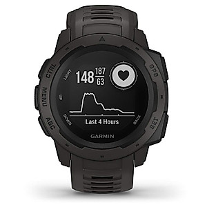 Garmin 010-02064-00 Instinct, Rugged Outdoor Watch with GPS, Features Glonass and Galileo, Heart Rate Monitoring and 3-Axis Compass, Graphite