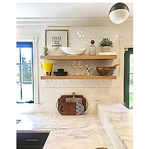 COUNTOOZQ Floating Shelves Rustic Wood Wall Shelf Wall Shelf Wood Floating Rack Hidden Decoration Storage Holder Shelf Rack Handmade Multifunction Decorative for Kitchen/Bedroom Frame,50cm